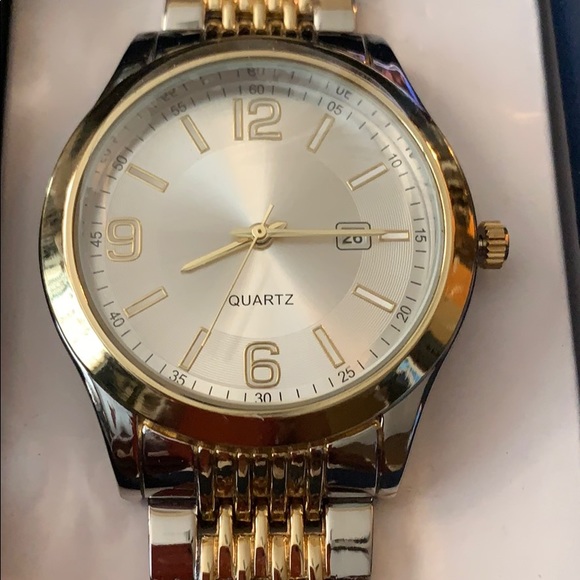 Accessories | Two Tone Silver Gold Link Mens Watch | Poshmark